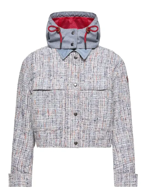 Moncler Termez Hooded Tweed Jacket - Sky-blue