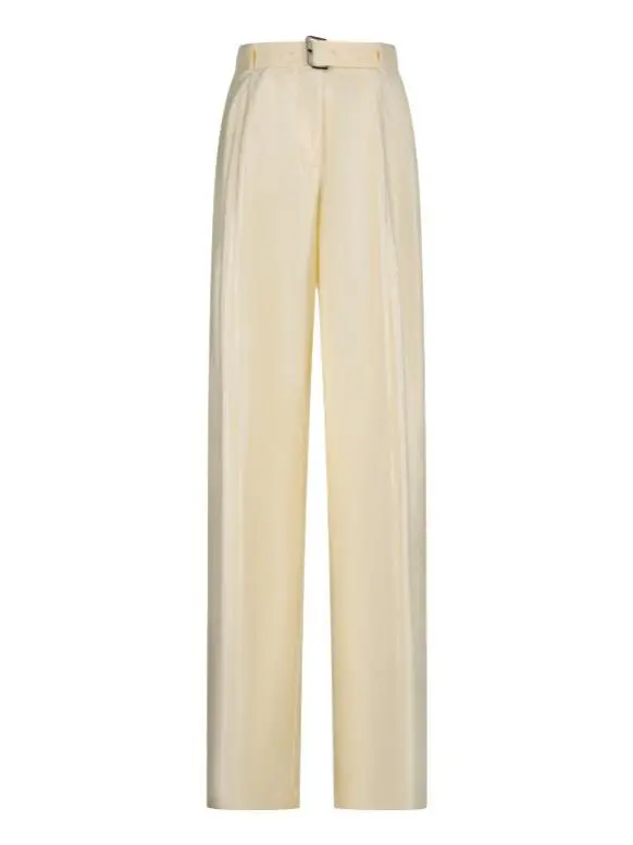 Blumarine Belted Pleated Trousers - Ivory