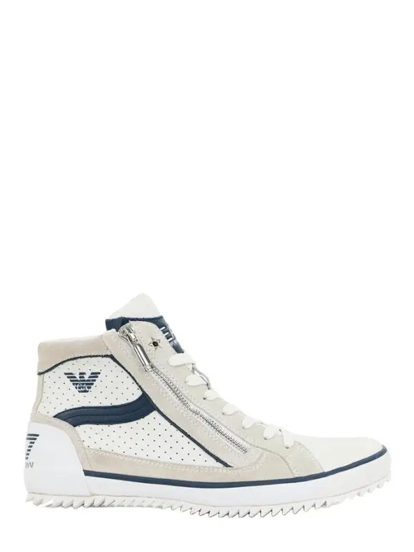 EA7 High Top Logo Lace Up Sneakers - White