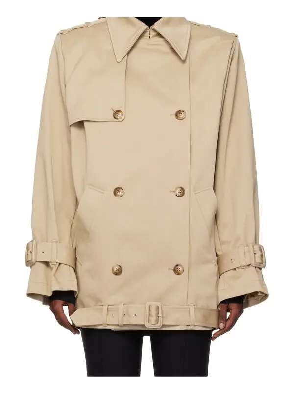 MUGLER Buckle Double-breasted Jacket - Beige