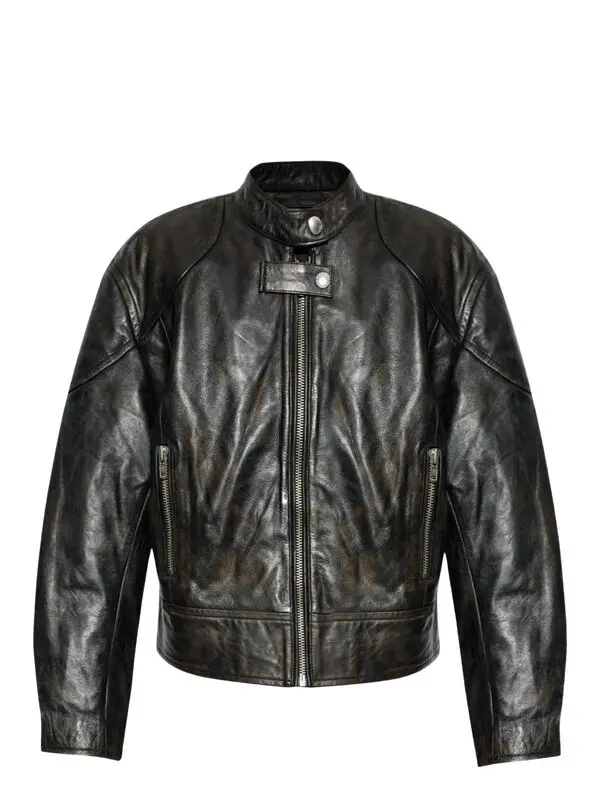 STAND STUDIO Alita Zip-up Leather Jacket - Black