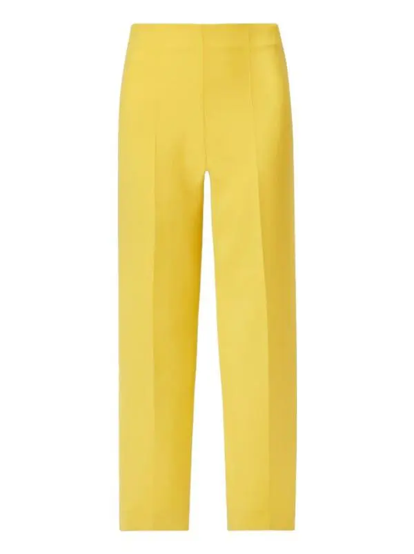 Oscar De La Renta Wool Blend Crepe Straight-leg Trousers - Yellow