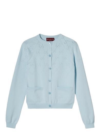 Gucci Gg Argyle Cotton Cardigan - Light Blue