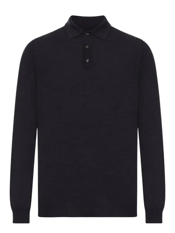 ZANONE Long-sleeve Polo Shirt - Black
