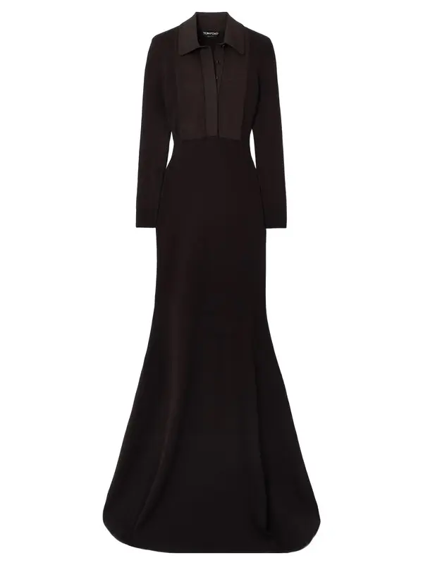 TOM FORD Long Sleeve Knit Maxi Dress - Dark Brown