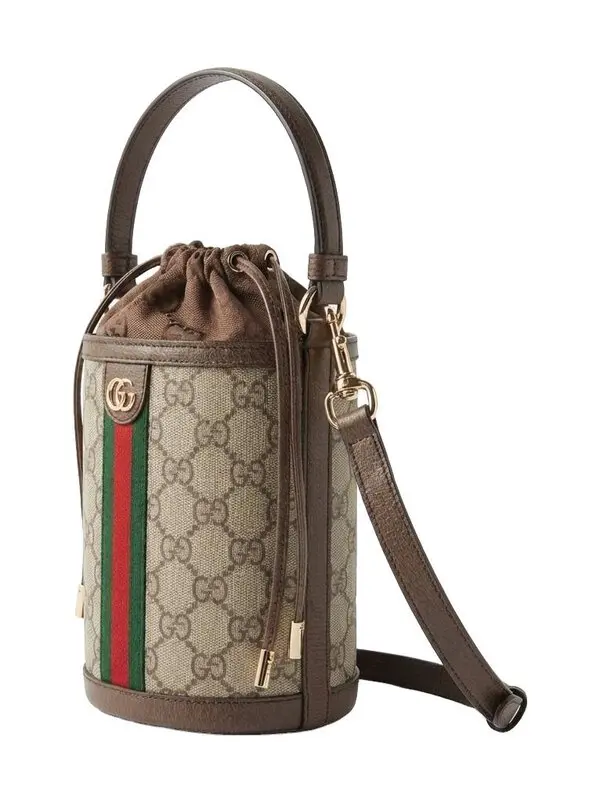 Gucci Ophidia Bucket Bag - Beige And Dark Brown