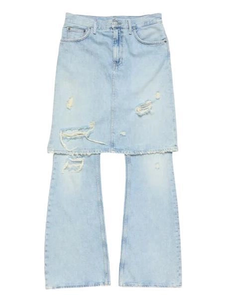 Acne Studios Distressed Panelled Jeans With Logo Patch - Light Blue