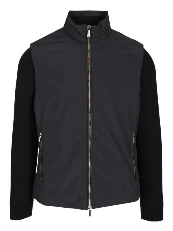 MOORER Evan Quilted Zip Jacket With Detachable Sleeves - Blue