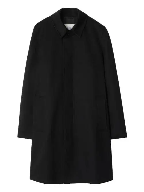 Burberry Mid-length Car Coat With Check Undercollar - Black