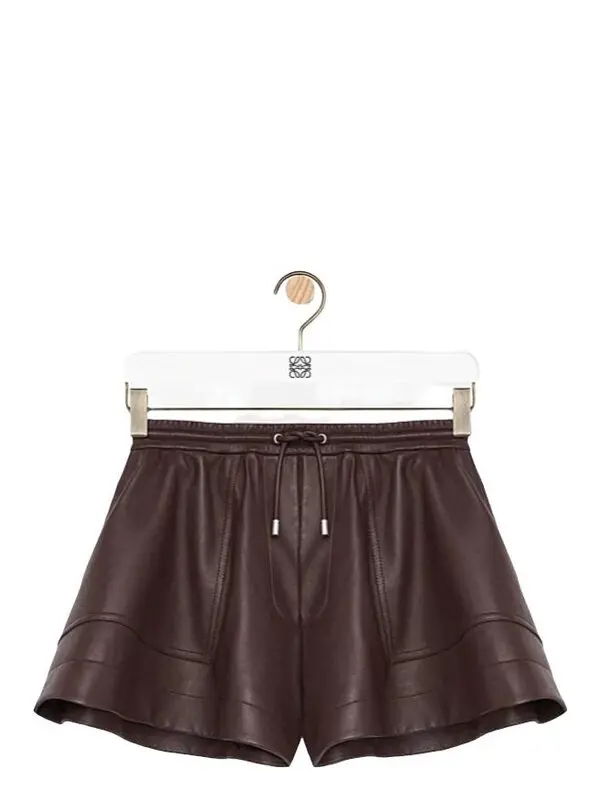 Loewe Nappa Lambskin Drawstring Waist Shorts - Chocolate Brown