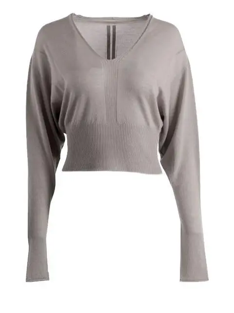 Rick Owens V-neck Ribbed Knit Top - Gray