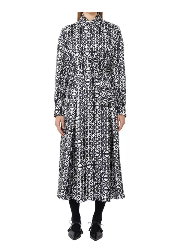 Max Mara Esploso Graphic Print Long Sleeve Shirt Dress - Black