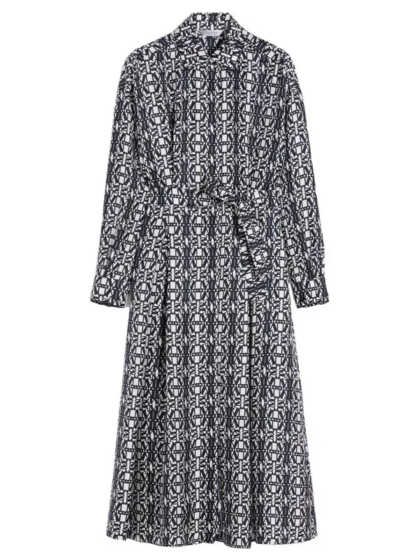 Max Mara Esploso Graphic Print Long Sleeve Shirt Dress - Black