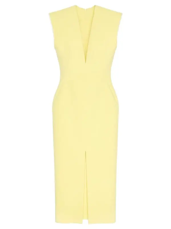 Givenchy Sleeveless V-neck Pencil Dress In Wool - Acid Yellow
