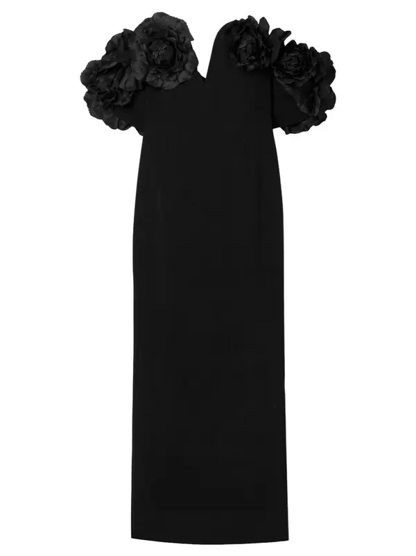 Oscar De La Renta Off-the-shoulder Embellished Midi Dress - Black