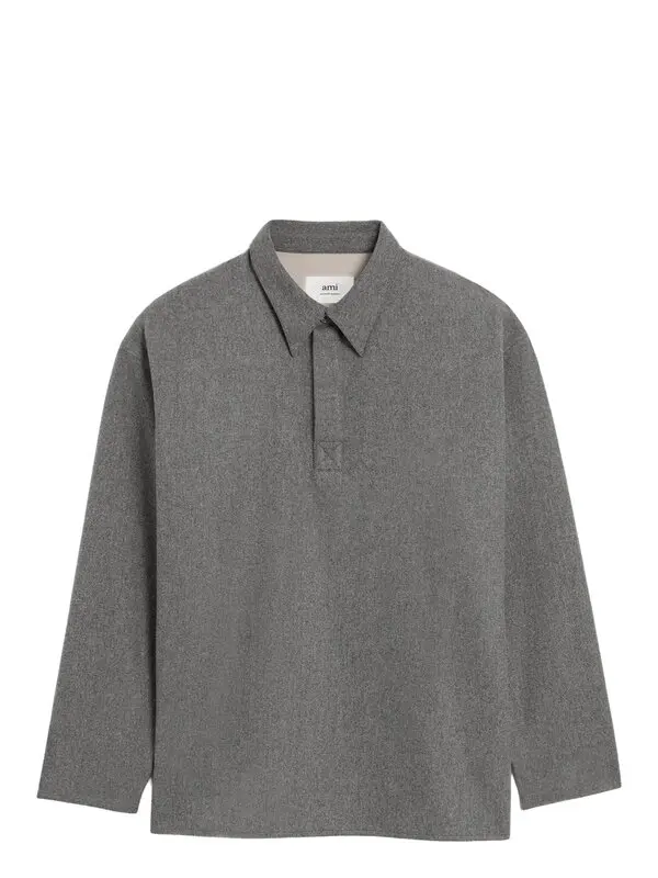 Ami Long-sleeved Polo Shirt - Grey