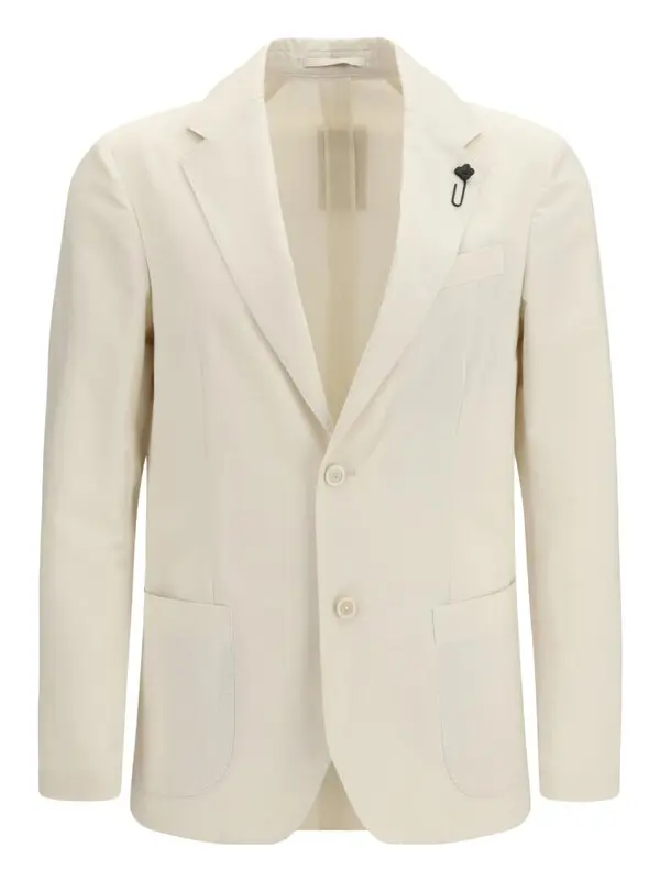 LARDINI Single-breasted Patch-pocket Blazer - White