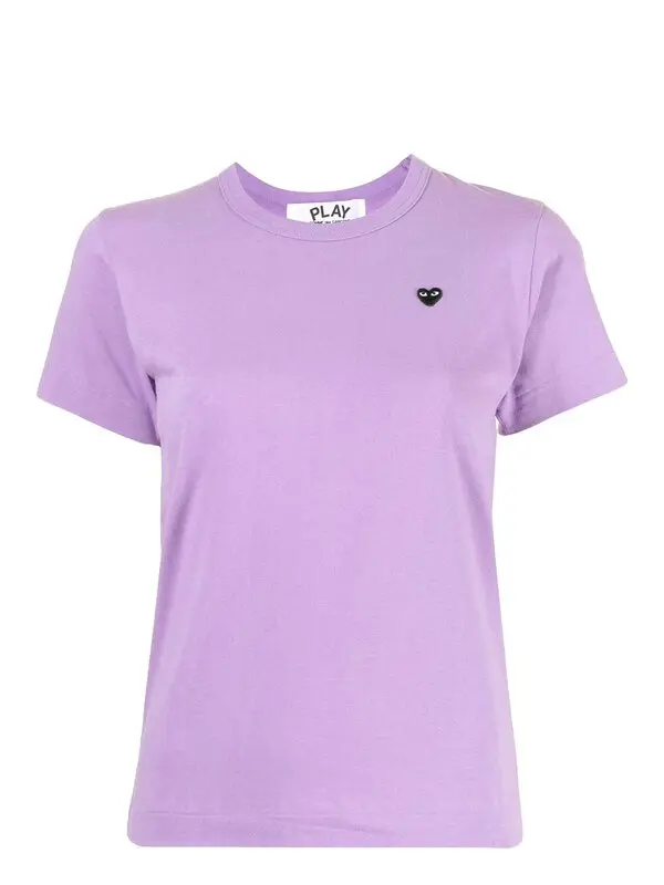 Play Comme Des Garcon Embroidered Logo Cotton T-shirt - Purple