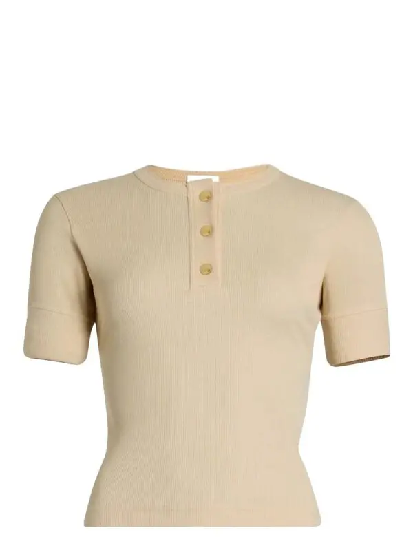 PATOU Ribbed Henley Knitted Top - Nude