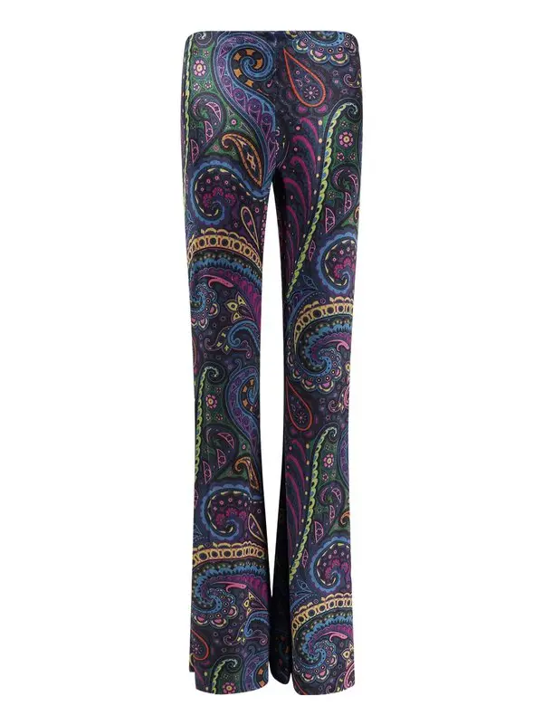 Etro Paisley Print Flared Leg Trousers - Black
