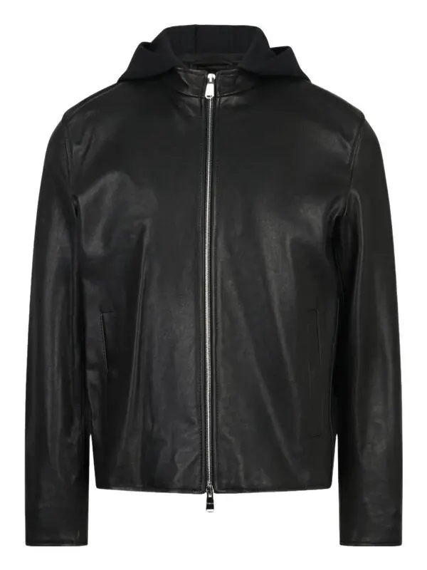 DONDUP Long-sleeved Leather Jacket - Black