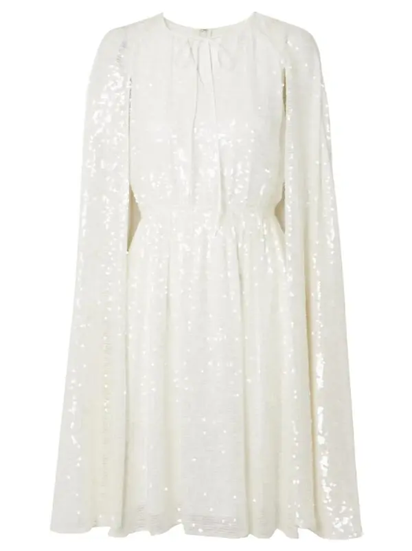 Erdem Austin Sequined Cape Dress - Ivory