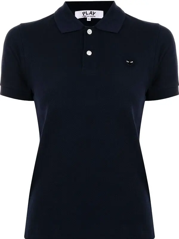 Play Comme Des Garcon Heart Appliqué Polo Shirt - Black