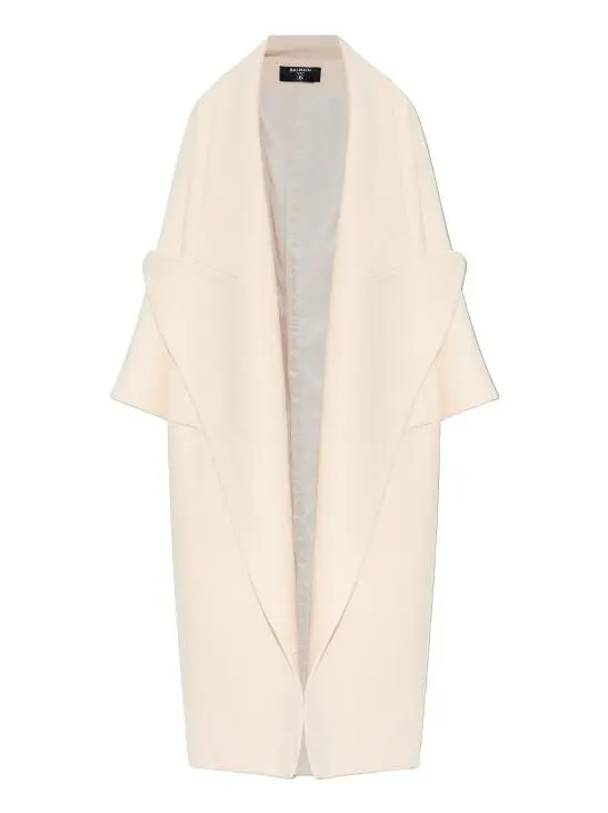 Balmain Open Front Long Coat - Nude