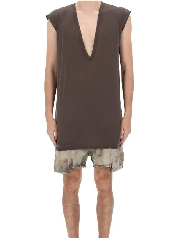 Rick Owens V-neck Sleeveless Vest - Brown