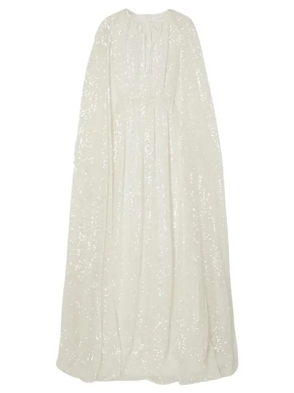 Erdem Kenley Shawl-style Sequined Gown - Ivory