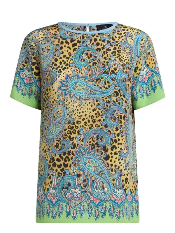 Etro Paisley And Animal-print Silk Top - Multi-color