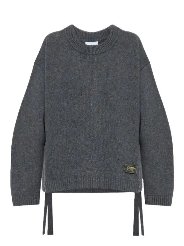 GANNI Logo Patch Oversized Jumper - Phantom Black