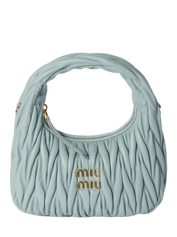 Miu Miu Wander Matelassé Nappa Leather Hobo Bag - Green