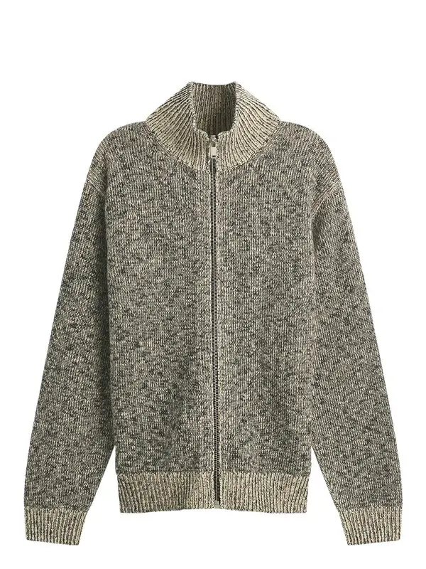 JIL SANDER Long Sleeve Wool Blend Zip-up Sweater - Pollen