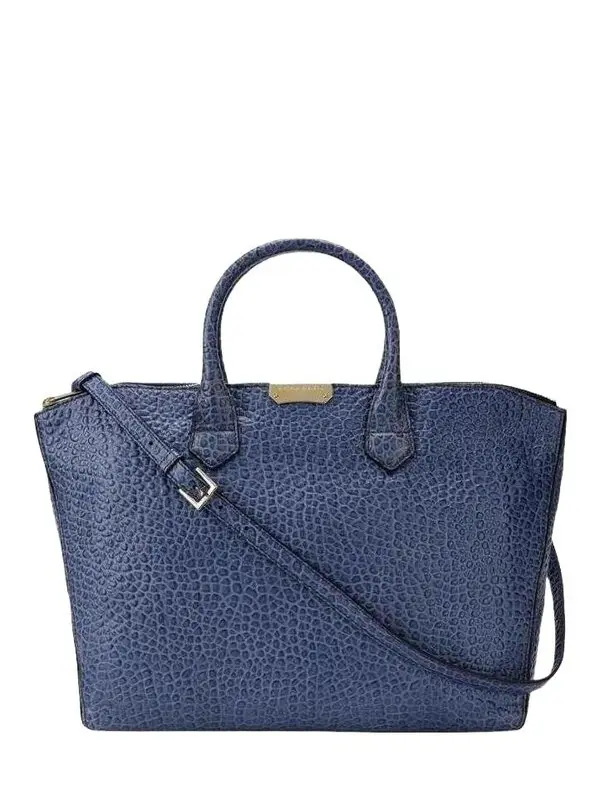 Burberry Zippered Top Handle Handheld Bag - Blue