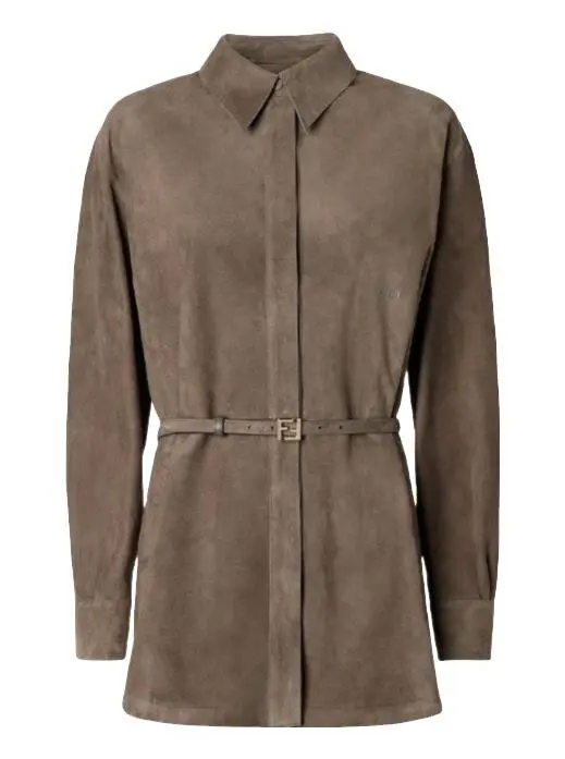 Fendi Suede Oversized Long Sleeve Shirt - Grey