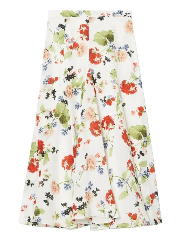 Erdem Christina Pleated Floral Print Midi Skirt - Multi-color