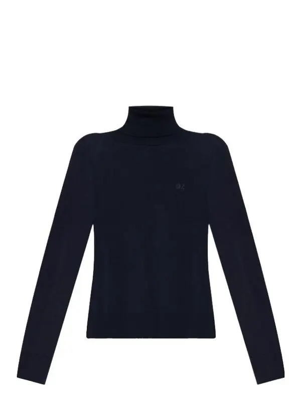 Dsquared2 Logo Embroidered Turtleneck Knit Jumper - Navy Blue