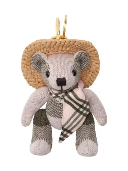 Burberry Thomas Bear Charm With Straw Hat - Mallow Pink