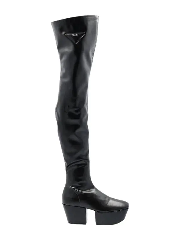 Prada Thigh-high Platform Boots - Black