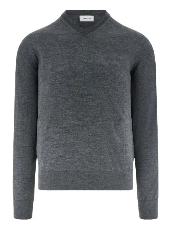 FERRAGAMO V-neck Sweater - Charcoal