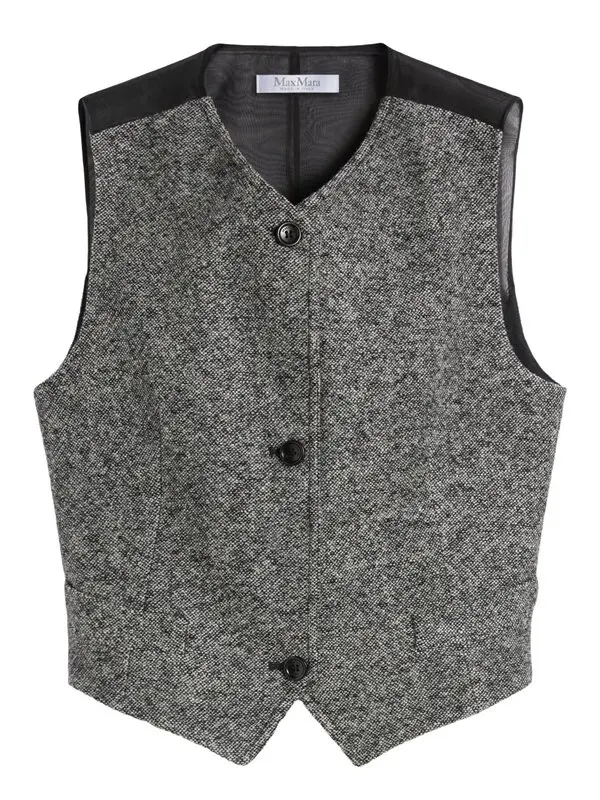 Max Mara Beato Button-up Gilet - White Black