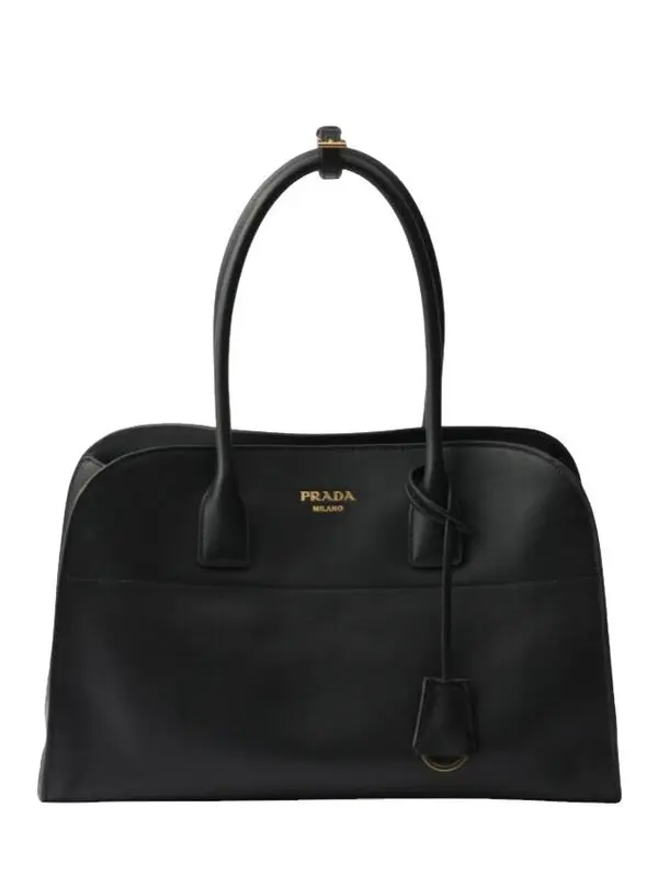Prada Logo Detailed Large Tote Bag - Black
