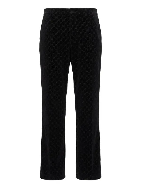 Gucci Gg Stretch Velvet Devoré Pants - Black
