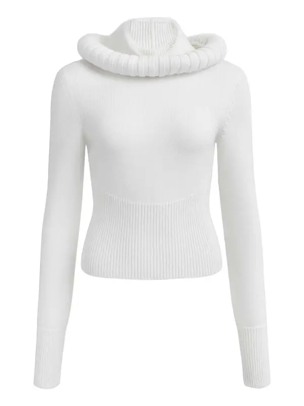 Alaïa Long-sleeved Hooded Sweater - White