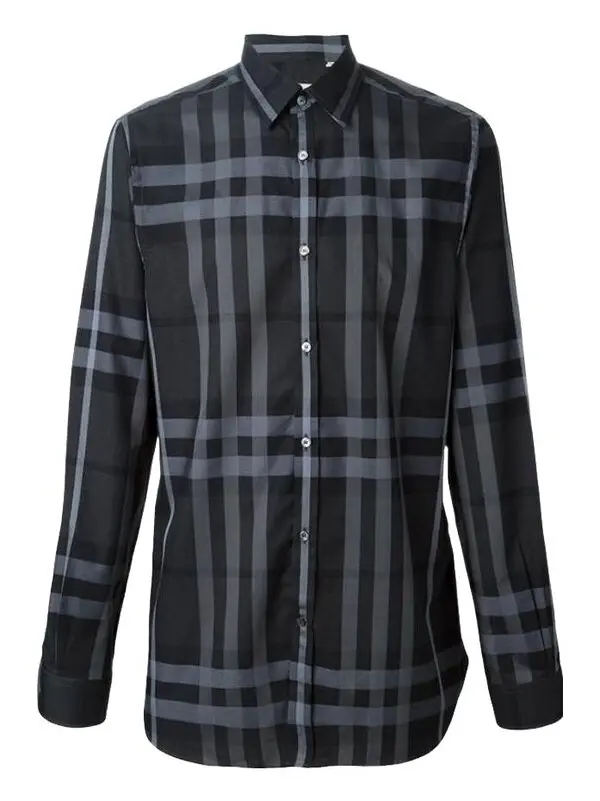Burberry Checkered Detail Shirt - Black