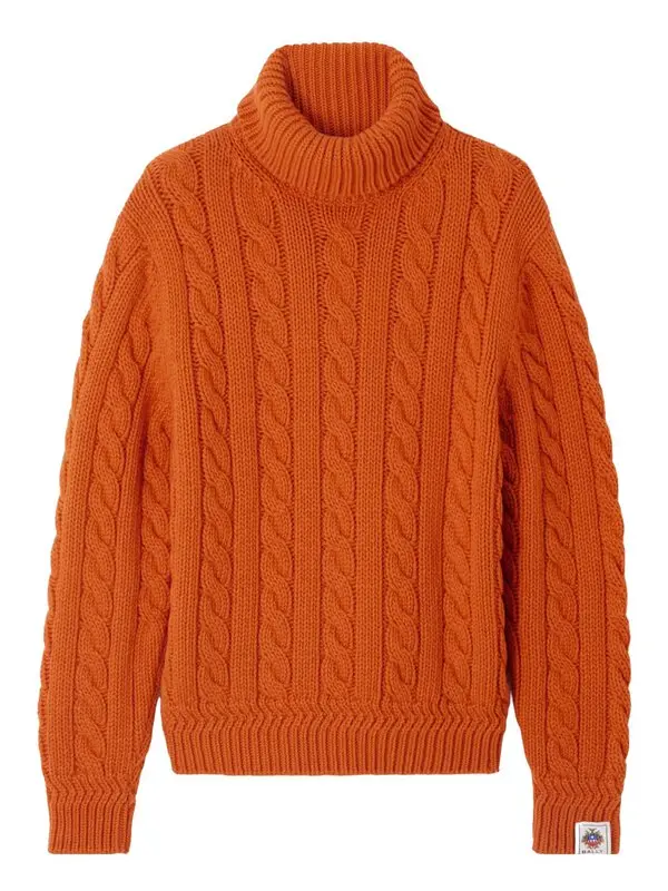Bally Cable-knit Wool Turtleneck Sweater - Orange