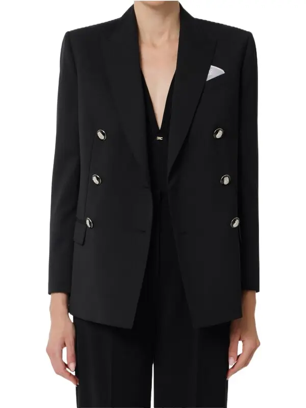 Elisabetta Franchi Double-breasted Tailored Blazer - Black
