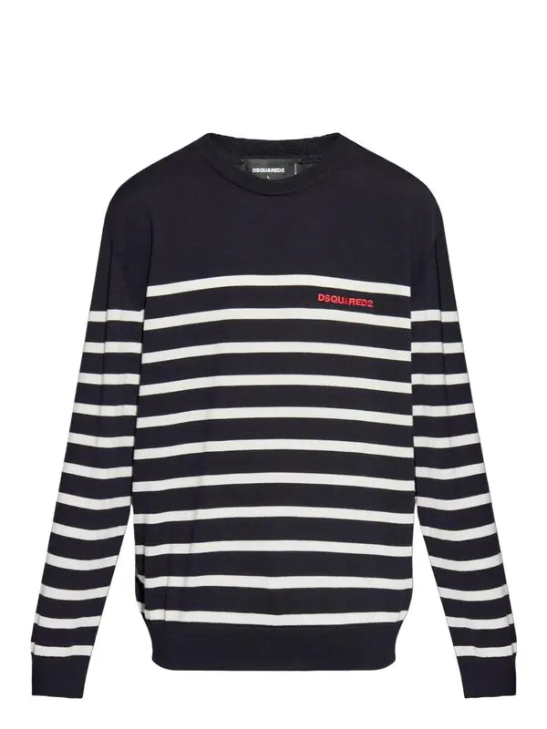 Dsquared2 Striped Knit Jumper - Navy Blue