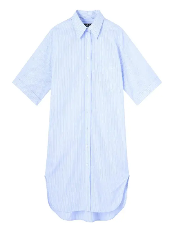 A.p.c. Chiara Striped Shirt Dress - Light Blue